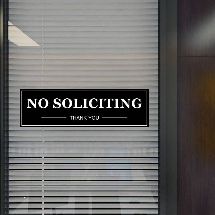 No Soliciting Thank You Sign for House Office Front Door With Strong Adhesive Tape 2.1" - 8" (1PCS)