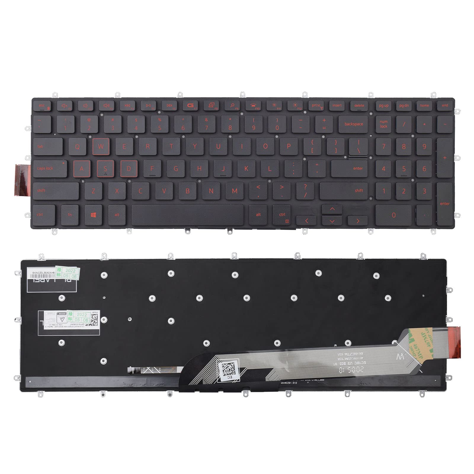 TLBTEK Backlight Keyboard Replacement Compatible with Dell Inspiron 15-3580 15-3581 15-3582 15-3583 15-3584 15-3585 15-3590 15-3593 15-5565 15-5567 15-5575 15-5583 15-7566 17-3585 Series Laptop