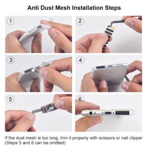 Anti Dust Plug Kit Compatible with iPhone 11/12/13/X/Xs Max/XR and More, Dustproof Maintenance Kit for iPhone, Come with Phone Port Cover Cap Phone Speaker Anti-Dust Mesh Sticker and Other