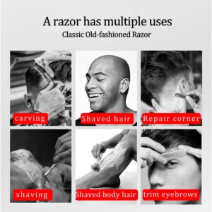 Professional Straight Edge Razor with 100 Single Straight Razor Blades-Barber Straight Razor-Close Shaving Men's Manual Shaver-Disposable Straight Razor Blades-Straight Razor Kit