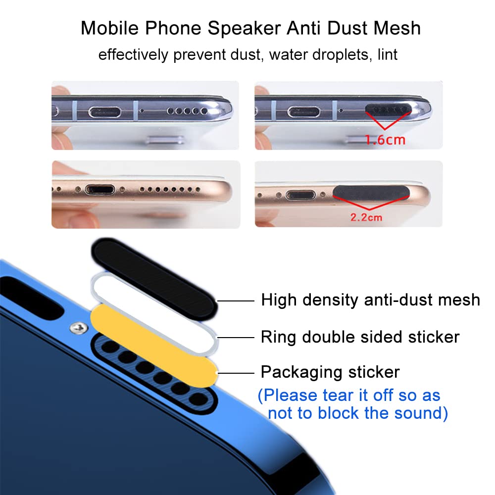 Anti Dust Plug Kit Compatible with iPhone 11/12/13/X/Xs Max/XR and More, Dustproof Maintenance Kit for iPhone, Come with Phone Port Cover Cap Phone Speaker Anti-Dust Mesh Sticker and Other