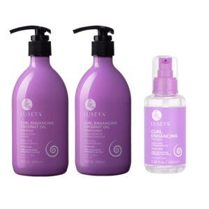 luseta curl enhancing coconut oil shampoo & conditioner set & hair oil, smooth & moisturize, deep conditioning treatment for wave hair