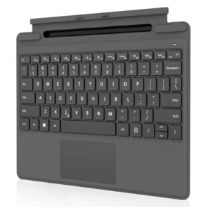 renaisser pelican k8 keyboard for surface pro 9/8/x, designed in houston, hidden charging port, pen slot pens, smart power management, backlight, original surface pro keyboard layout