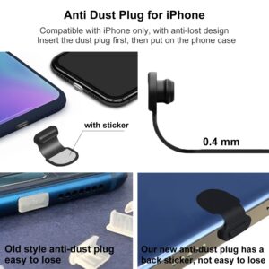 Anti Dust Plug Kit Compatible with iPhone 11/12/13/X/Xs Max/XR and More, Dustproof Maintenance Kit for iPhone, Come with Phone Port Cover Cap Phone Speaker Anti-Dust Mesh Sticker and Other