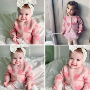 Simplee kids Baby Sweater Cable-Knit Pink Baby Cardigan Coat for Spring 3M-5T