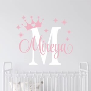 princess name wall decal sticker custom name wall decal girls room boys room - personalized name wall decal nursery decal - baby monogram vinyl wall art (15" wide x 13" high)