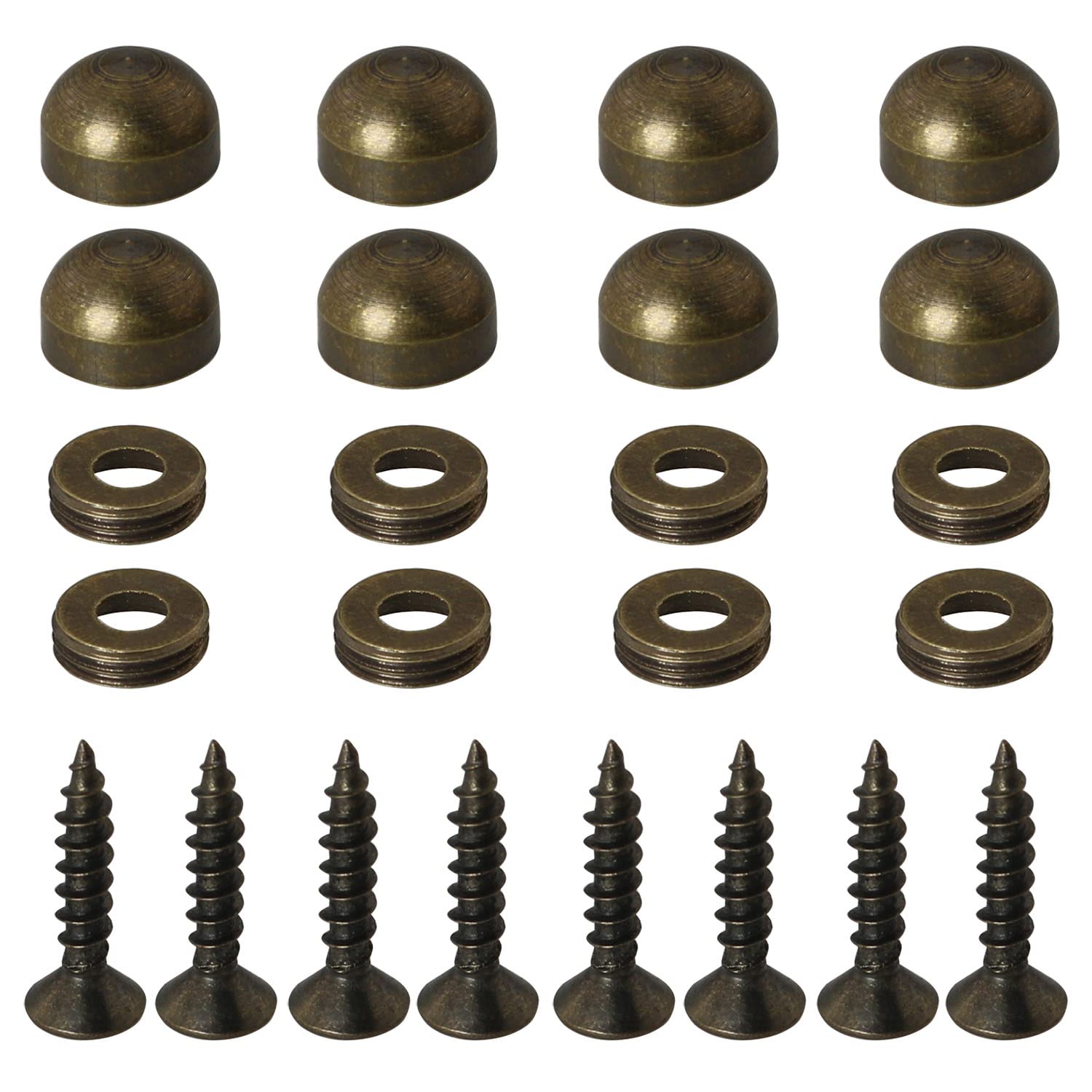 DGBRSM 8pcs Pure Brass Decorative Screws with Caps Used as Mirror Screw Mirror Fixing Screws Cover Self-Tapping Screws (9mm, Bronze)