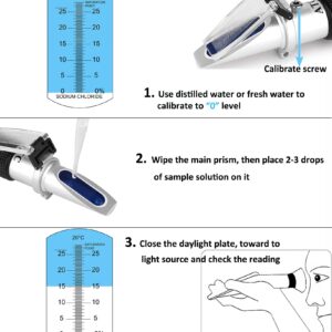 Salinity Refractometer 0~28% for Measuring Sodium Chloride Content in Brine, Seawater and Industry, Nacl Refractometer Salinometer Brine Refractometer for Pickles Curing Foods Making