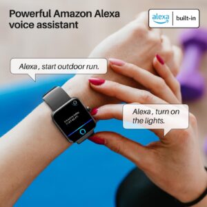 tozo s2 40mm mini smart watch alexa built-in fitness tracker with heart rate, blood oxygen and sleep monitor 5atm waterproof hd color touchscreen for men women compatible with iphone&android black