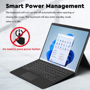 RENAISSER Pelican K8 Keyboard for Surface Pro 9/8/X, Designed in Houston, Hidden Charging Port, Pen Slot Pens, Smart Power Management, Backlight, Original Surface Pro Keyboard Layout