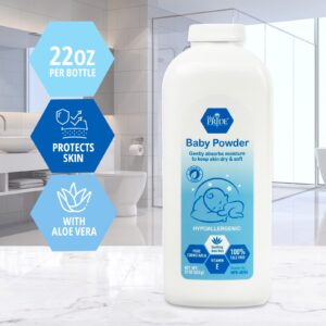 MED PRIDE Hypoallergenic 22oz Baby Powder 100% Talc Free with Aloe Vera & Vitamin E- Pure Cornstarch Absorbent Baby Powder for Moisture Protection, Diaper Rash & Chaffing- Paraben-Free