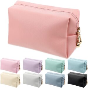 9 pcs small preppy makeup bag leather zipper cosmetic bag water resistant versatile makeup pouch travel cosmetic organizer portable toiletry bag daily storage beauty bag organizer for women girls gift