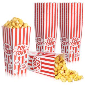 200 pcs popcorn boxes 46 oz popcorn containers red and white striped popcorn holders retro vintage paper popcorn tubs for home movie night theaters parties carnival circus party decorations