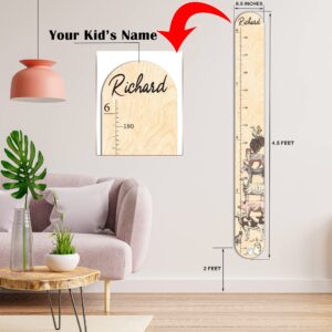 Personalized Wooden Growth Chart for Kids, Boys & Girls | Custom Height Measurement Wall Chart Ruler | Kids Bedroom, Playroom, Room Decor, Child's Room Decoration (Farm Friends)