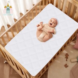 Cute Castle 2 Pack Baby Waterproof Crib Mattress Protector - Ultra Soft - Baby Bedding Mattress Pad Cover Sheets for Toddler (White, 28x52x6 Inch)