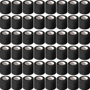 48 pack self adhesive wrap bandages bulk, 2 inch x 5 yard breathable athletic tape self adherent cohesive bandage tape for sports, injuries, treatment, first aid tape vet wrap for pets (black)