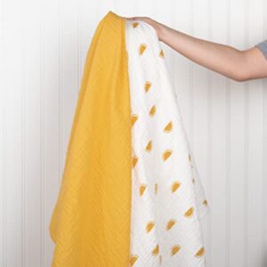 Muslin Swaddle Baby Blankets for Baby Girl or Boy, Soft and Breathable Oeko-Tex Cotton Muslin Baby Blanket, Newborn Swaddling Wrap, Receiving Blanket, 47 in x 47 in, Yellow Suns