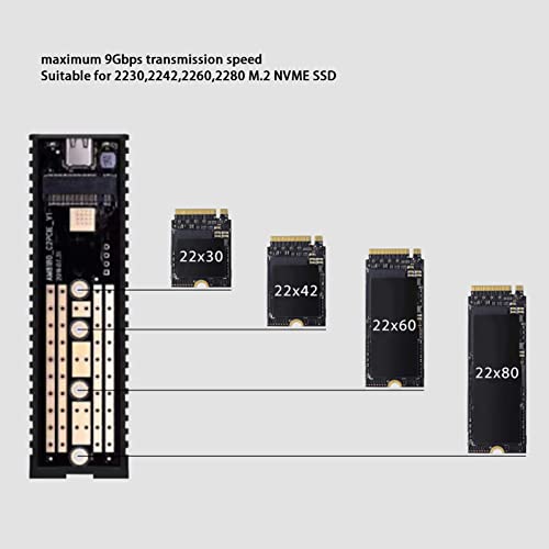 NVMe Enclosure, Plug and Play TypeC Interface Aluminum Alloy USB C 3.1 Gen2 NVMe SSD Computer Data Case for PC