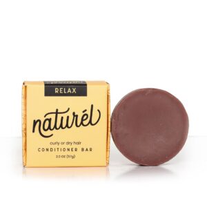 naturel relax moisturizing conditioner bar for curly or dry hair, conditioner bar for frizzy hair, vegan, zero waste, made in usa