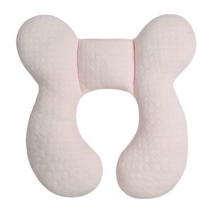 blublu park upgraded baby head support pillow for newborn toddler, soft cotton baby travel pillow for car seats and strollers for baby, pink