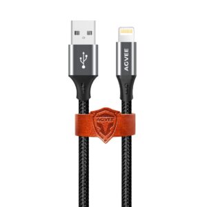 AGVEE 3 Pack 1.5ft for Short iPhone Charger Cable, Reinforced End Tip, Braided Fast OEM USB Lightning Charging Cord Data for iPhone Xs X 8 7 6S 6, iPad iPod iOS, Dark Gray