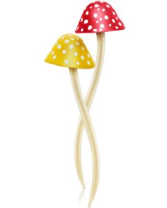 taiyin hair clip mushroom hair sticks, 2 pcs christmas hair sticks for long hair, cute print hair sticks accessories for women/girls, red, yellow