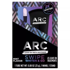 arc leave on teeth whitening, 45 treatments, 1 wand and 1 stand, mint flavor