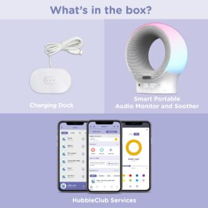 Hubble Eclipse+ Portable Soother, Kids & Baby Audio Monitor, 7-Color Night Light & Speaker, Push to Talk Connect, Digital Clock, Baby White Noise Machine, Sleep Trainer with Wi-Fi Connectivity