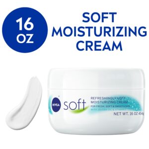 NIVEA Soft Refreshingly Soft Moisturizing Cream, Lightweight Body Moisturizer for Face, Body and Hands, Body Cream Enriched with Jojoba Oil and Vitamin E, 16 Oz Jar