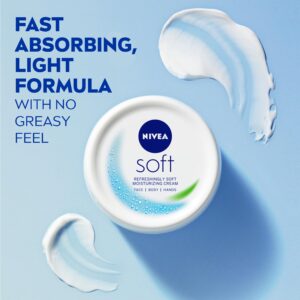 NIVEA Soft Refreshingly Soft Moisturizing Cream, Lightweight Body Moisturizer for Face, Body and Hands, Body Cream Enriched with Jojoba Oil and Vitamin E, 16 Oz Jar