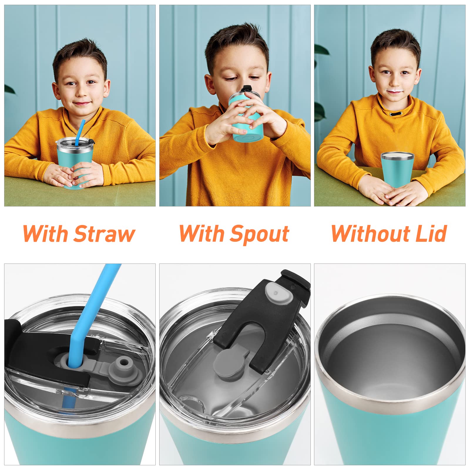 Vermida Kids Tumbler with Straw and Lid, 4 Pack 8oz Spill Proof Toddlers Straws Cups with Lids,Stainless Steel Water Bottle Double Wall Insulated Sippy Cup with Straws Keeps Drinks Cold & Hot