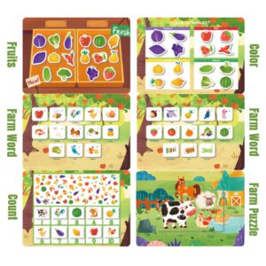 MIKNEKE DIY Quiet Book for Toddlers, Montessori Busy Book for Kids, Farm Preschool Learning Activities Learning & Education Toys