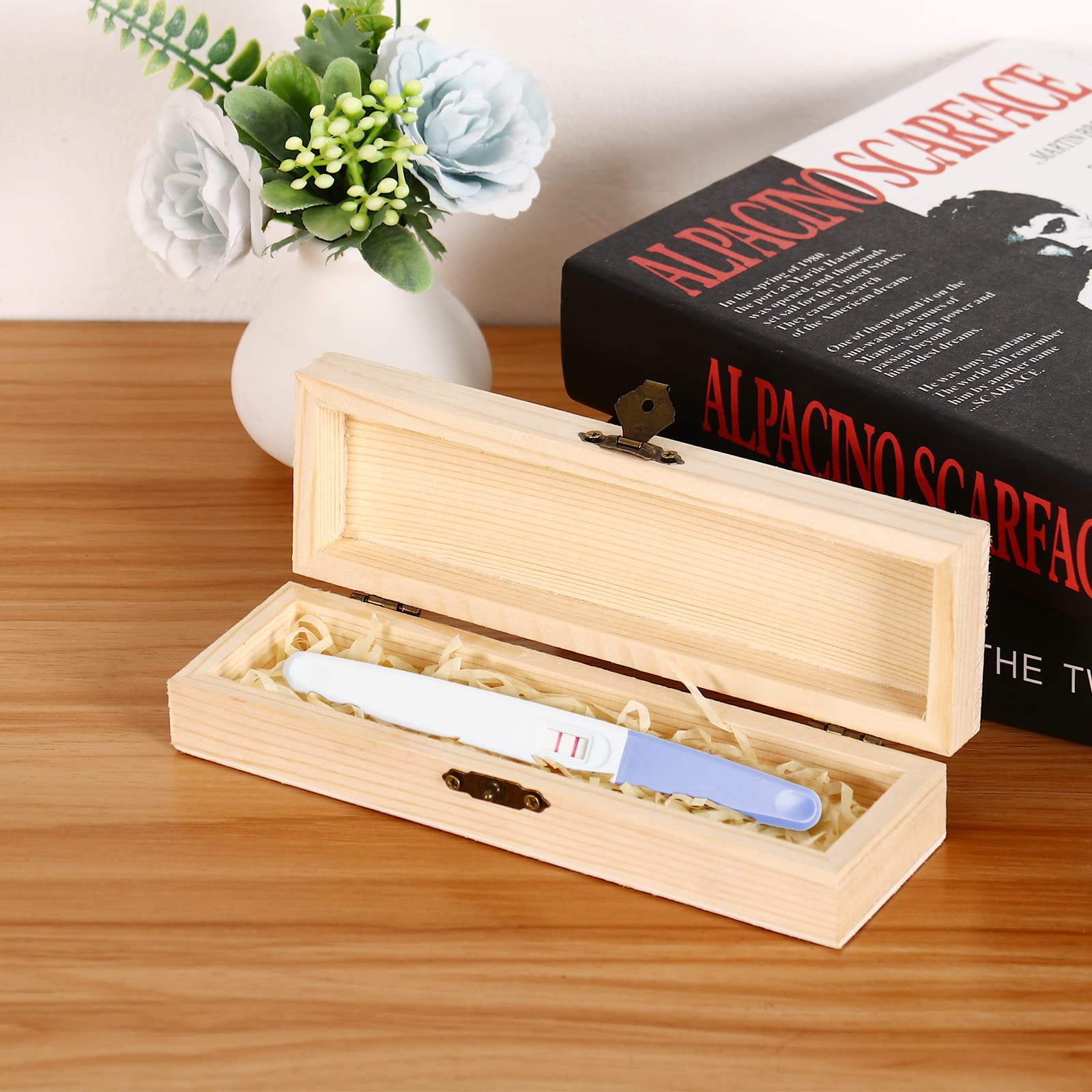 Personalized Wooden Pregnancy Test Keepsake Box,Sinseike Custom Name Baby Annouced Box (Personalized)