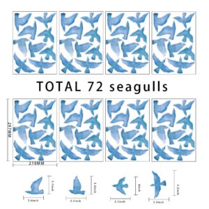 Blue Seagull Wall Sticker Party Decor Supply Kit for 1st Birthday Princess Under The Sea Baptism Mermaid Baby Shower Hawaiian Pool Holiday Anti-Collision Window Bird Stickers (Blue Seagull)