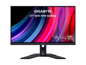 gigabyte m27q-sa-r 27" 170hz 1440p kvm gaming monitor, 2560 x 1440 ss ips display, 0.5ms (mprt) response time, hdr ready, freesync premium, 1x display port 1.2, 2x hdmi 2.0, 1x usb type-c (renewed)