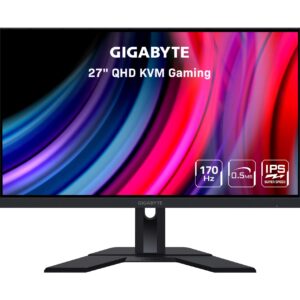 GIGABYTE M27Q-SA-R 27" 170Hz 1440P KVM Gaming Monitor, 2560 x 1440 SS IPS Display, 0.5ms (MPRT) Response Time, HDR Ready, FreeSync Premium, 1x Display Port 1.2, 2X HDMI 2.0, 1x USB Type-C (RENEWED)