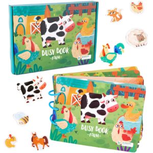 mikneke diy quiet book for toddlers, montessori busy book for kids, farm preschool learning activities learning & education toys