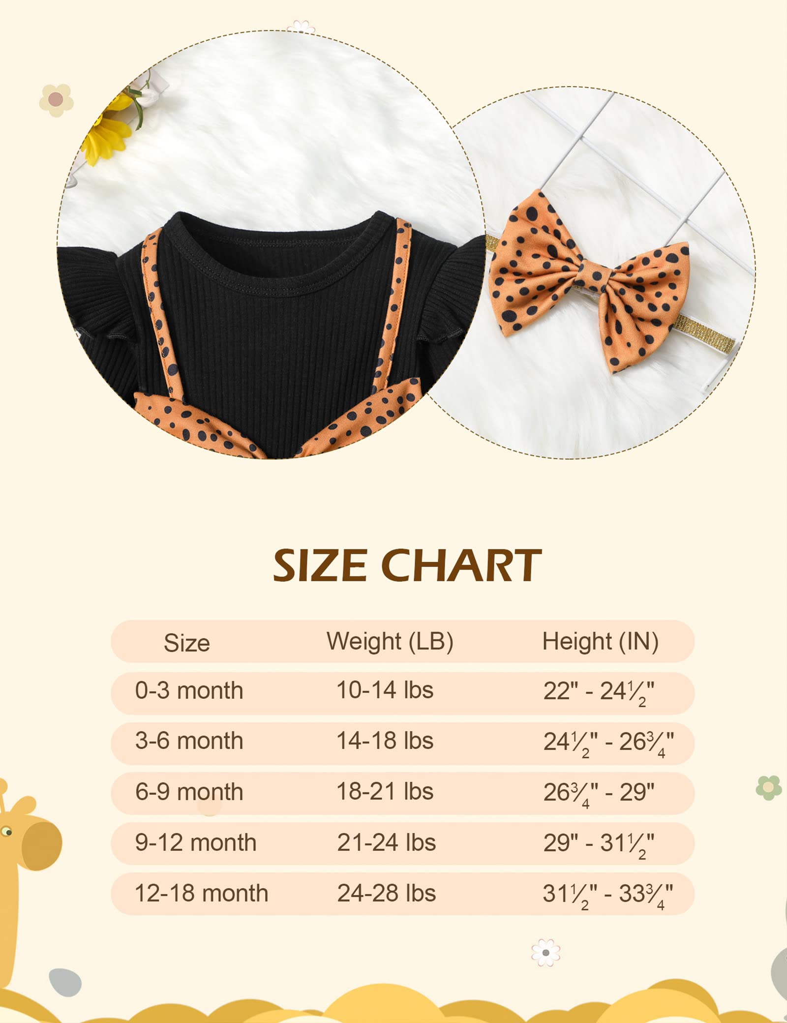 Queenstyle Baby Girl Clothes 3-6 Months Onesie Baby Girl Outfits Long Sleeve Ruffle Romper Cute Infant Girl Clothes Polka Dot Jumpsuit Fall Winter Baby Clothes for Girls