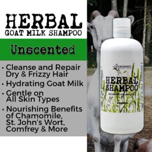 Legend's Creek Farm, Herbal Goat Milk Shampoo Bundle with Conditioner, Gently Cleansing, Soothing, Nourishing, and Deeply hydrating, Handmade in USA, 16 fl. Oz (Unscented)