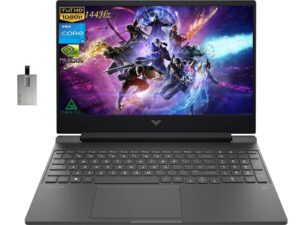 hp 2022 victus 15.6" fhd 144hz gaming laptop, intel 12th core i5-12450h, 16gb ram, 512gb pcie ssd, nvidia geforce gtx 1650 graphics, backlit keyboard, win 11 pro, mica silver, 32gb snowbell usb card