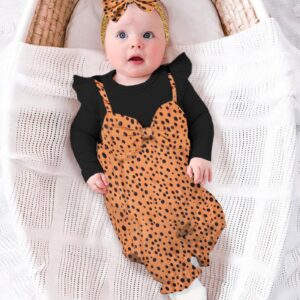 Queenstyle Baby Girl Clothes 3-6 Months Onesie Baby Girl Outfits Long Sleeve Ruffle Romper Cute Infant Girl Clothes Polka Dot Jumpsuit Fall Winter Baby Clothes for Girls