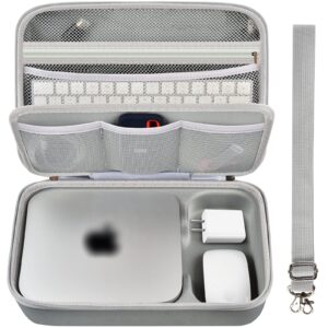 case compatible with apple 2023 mac mini m2/ mac mini m1 & mac mini previous model desktop computer, electronics organizer fits for keyboard, magic mouse and accessories (box only)-gray