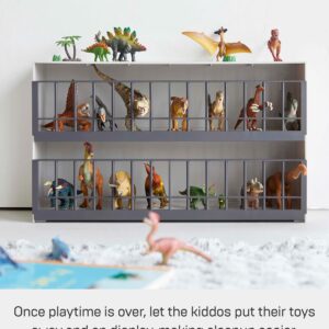 Yamazaki Home Two-Tier Toy Dinosaur and Animal Display Storage Rack, Childrens' Toy Bin Organizer Box, Plastic, Stackable, No Assembly Req.