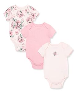 little me clothes for baby girls' 3-pack 100% cotton scratch free tag floral dream onesies, 3 months