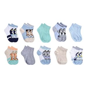 bluey boys 10-pack quarter socks, white, 2-4t us