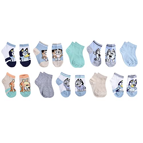 Bluey boys 10-pack Quarter Socks, White, 2-4T US