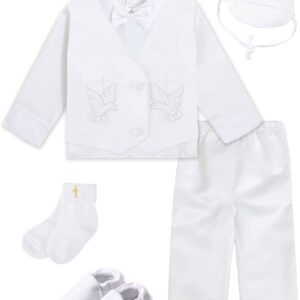 A&J DESIGN Baby Baptism Outfit Boy Christening White Suits 3-6 Months