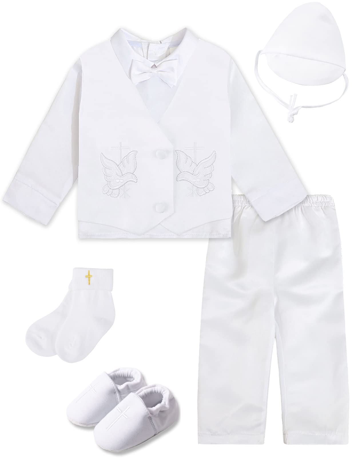 A&J DESIGN Baby Baptism Outfit Boy Christening White Suits 3-6 Months