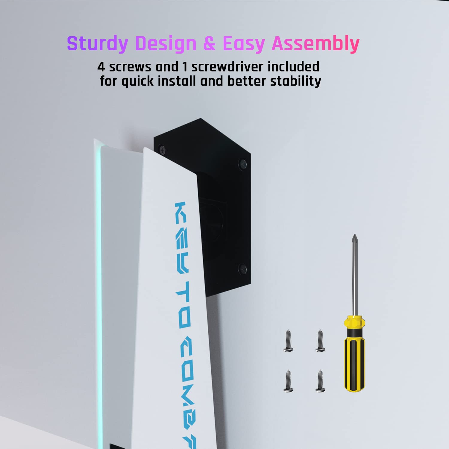 KTC Computer Monitor Stand for Desk, White Monitor Stand, with RGB Light, -5° ~ +20° Tilt Adjustable, 100×100mm Vesa Support G42P5 OLED Gaming Monitor, Computer Monitor Accessories