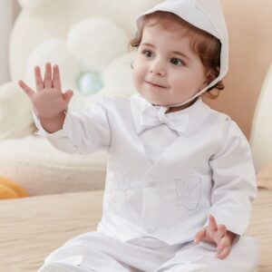 A&J DESIGN Baby Baptism Outfit Boy Christening White Suits 3-6 Months